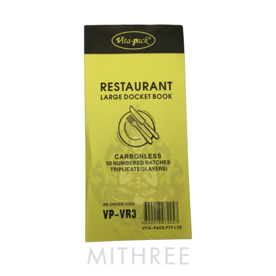 RESTAURANT DOCKET [TRIPLICATE] 50PAGE/100 - MITHREE