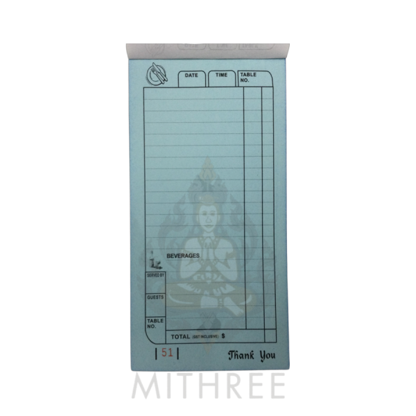 RESTAURANT DOCKET [TRIPLICATE] 50PAGE/100 - MITHREE