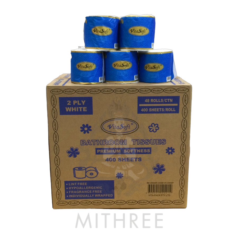 TOILET TISSUE [WRAPPED 2 PLY] 400 SHEETS [48 ROLLS] - MITHREE
